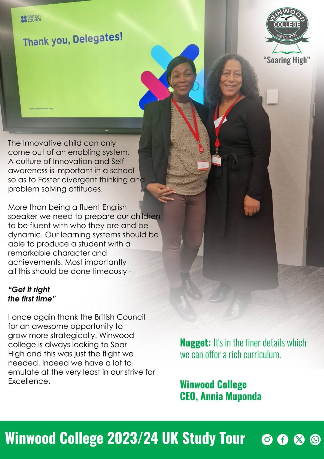 Winwood College represents Zimbabwe amongst other Sub-saharan countries ...